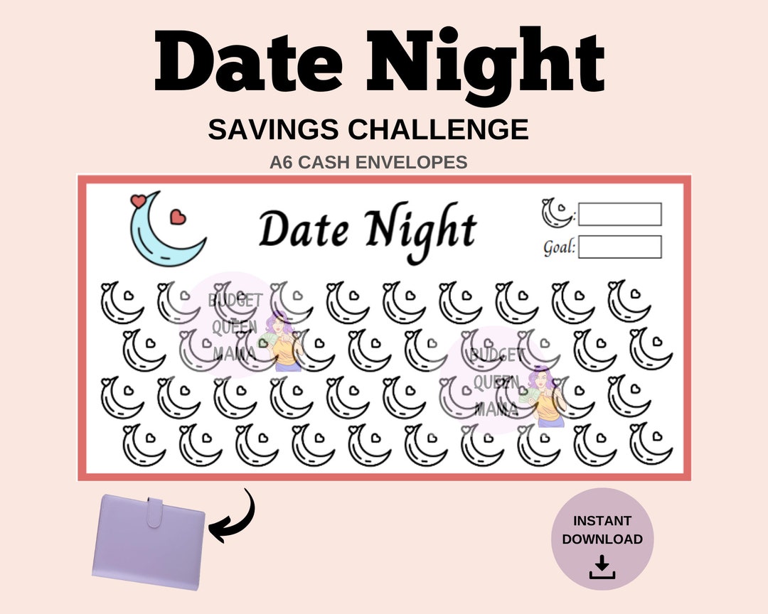 Date Night Tracker - Date Night Savings Challenge - Fits A6 Cash ...
