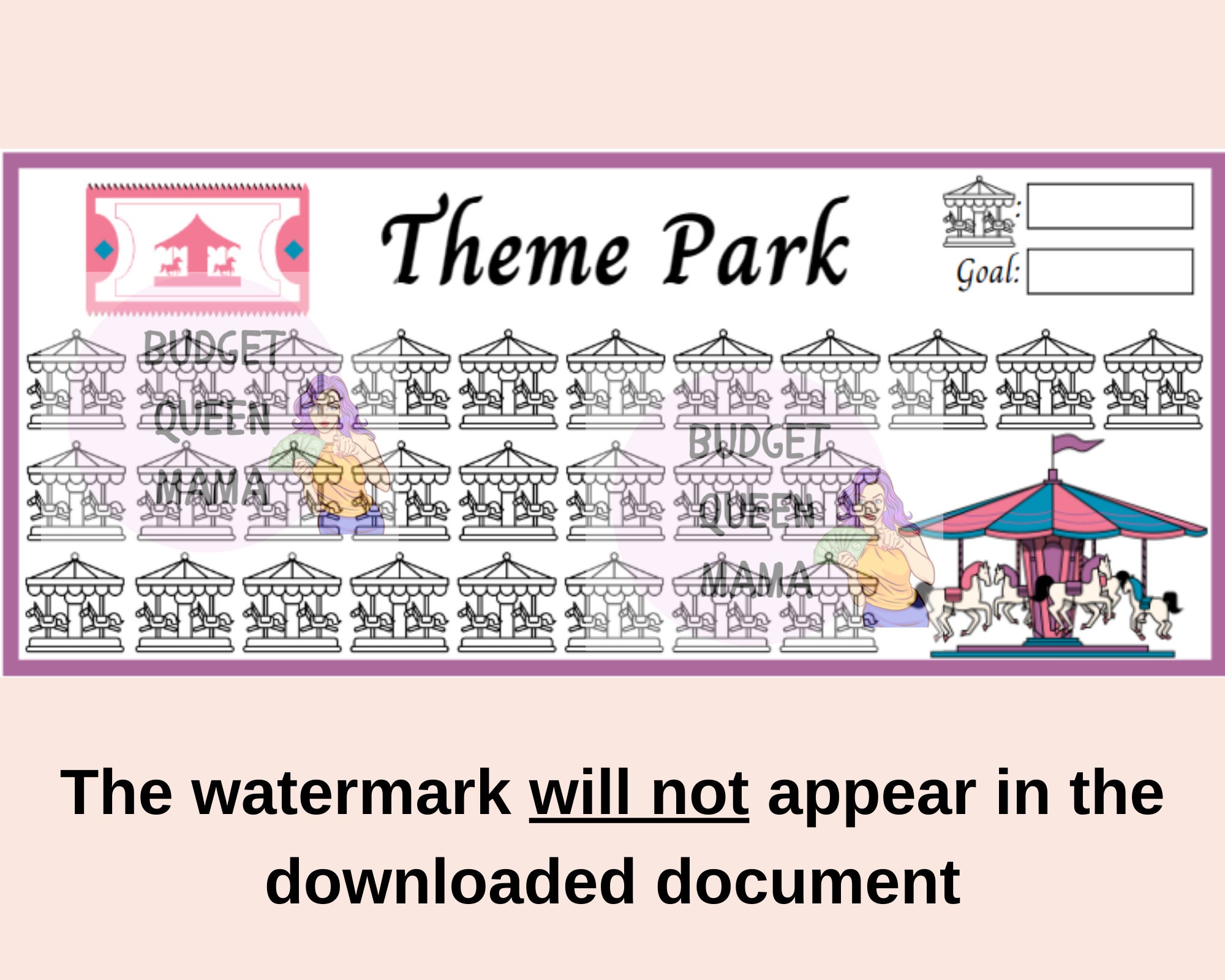 Theme Park Savings Challenge Theme Park Tracker A6 Cash - Etsy