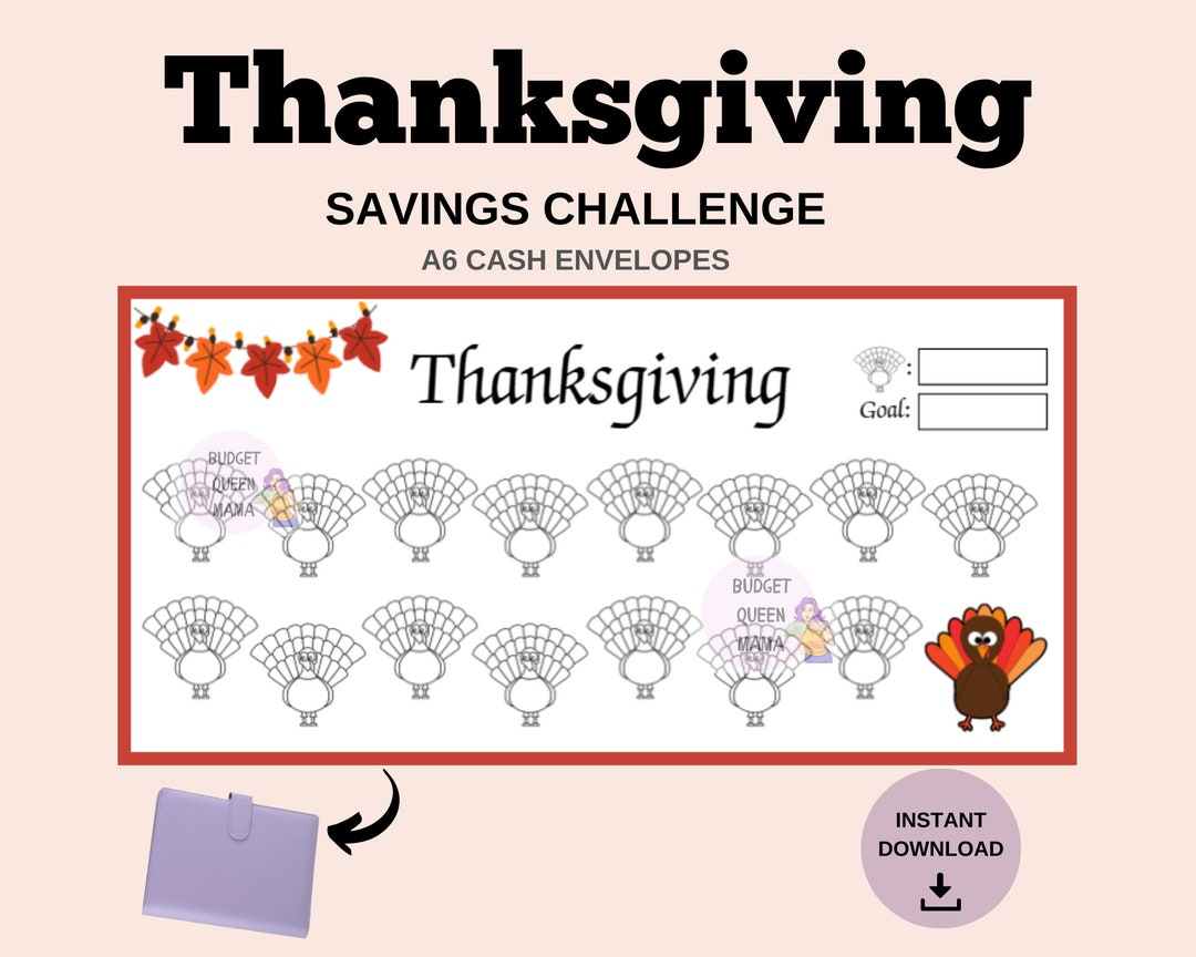 Thanksgiving Savings Tracker - Thanksgiving Savings Challenge- Holiday ...