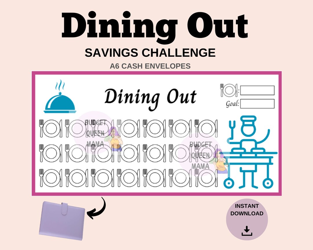 Dining Out Tracker - Dining Out Savings Challenge - Fits A6 Cash ...