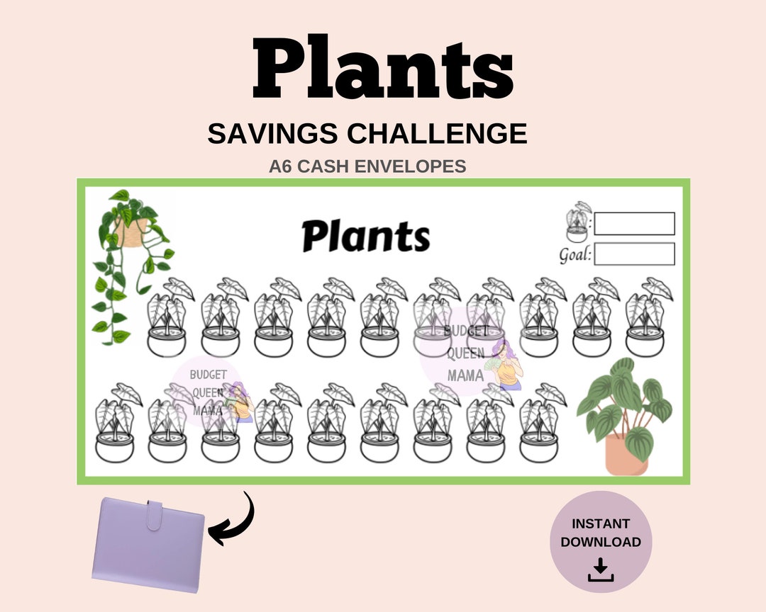 Plants Tracker A6 - Plants Savings Challenge - A6 Cash Envelopes - Mini ...