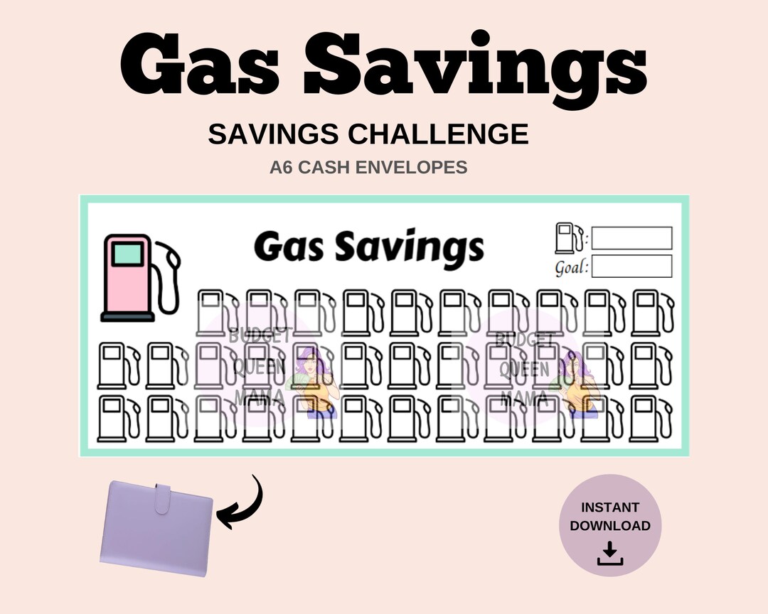 Gas Savings Challenge A6 Cash Envelopes Gas Tracker A6 Gas - Etsy