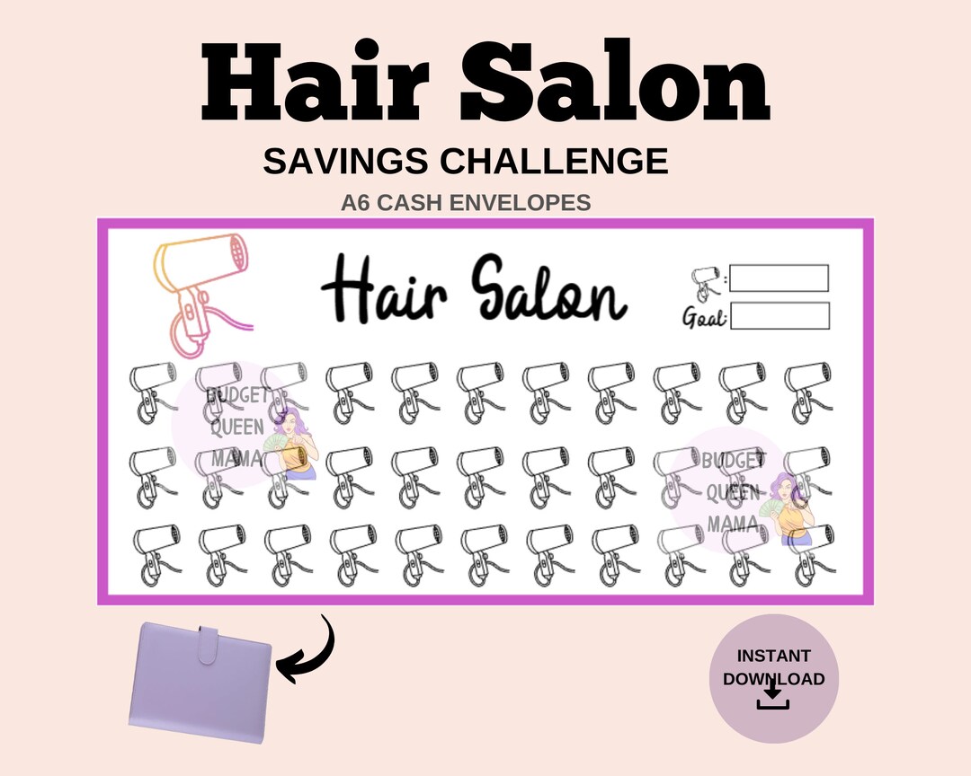 Hair Salon Savings Challenge - Hair Salon Tracker - Beauty Tracker - A6 ...
