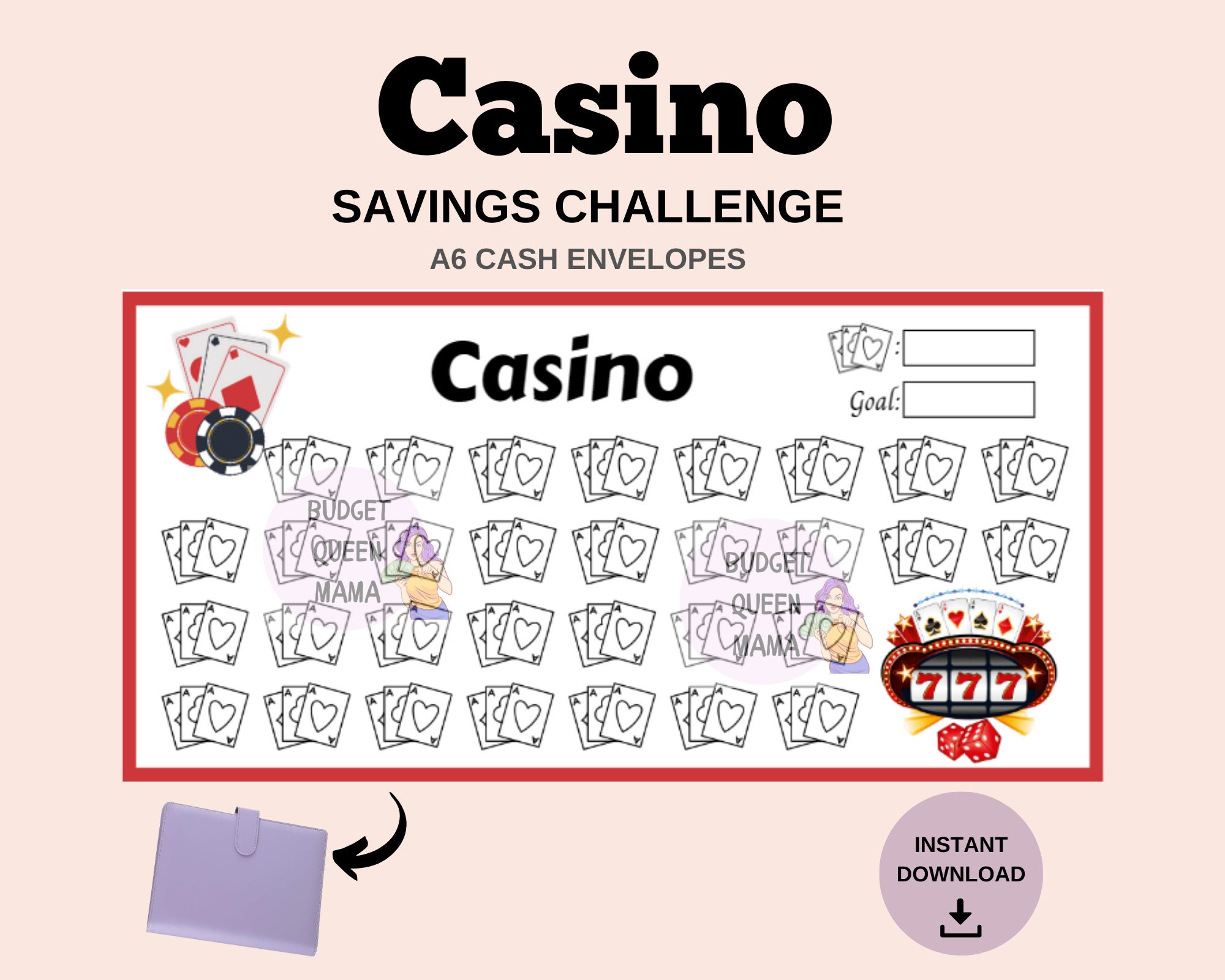 Casino Tracker Casino Savings Challenge Fits A6 Cash Envelopes Mini ...