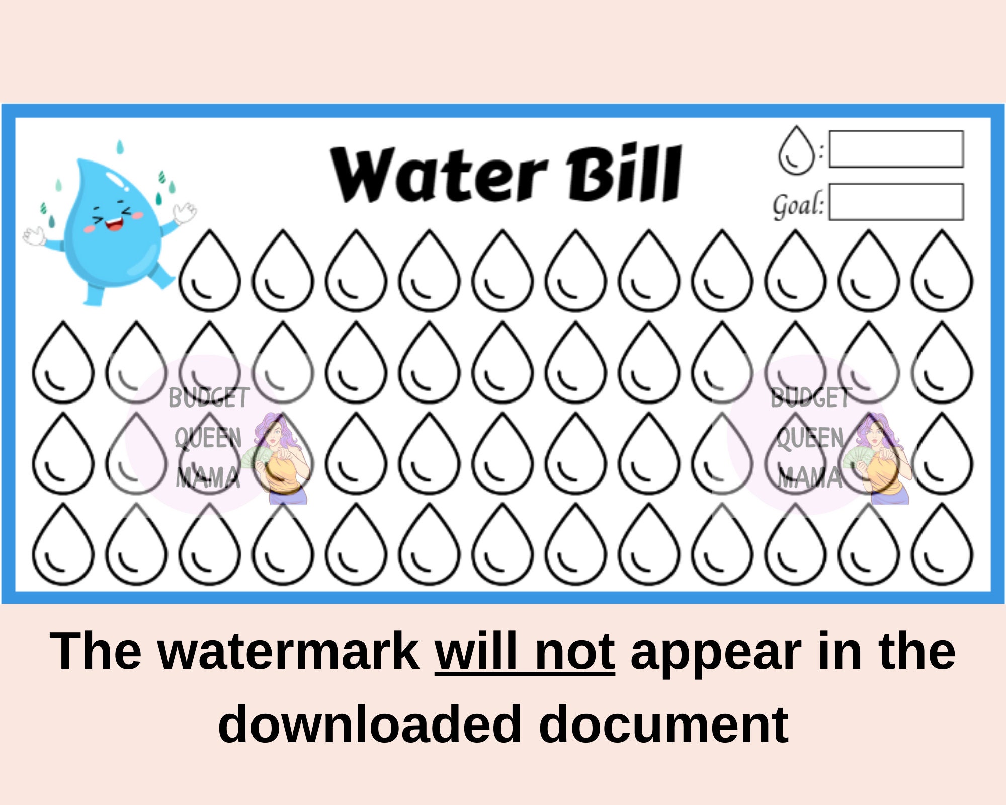 Water Bill Tracker A6 Water Bill Savings Challenge Bills - Etsy