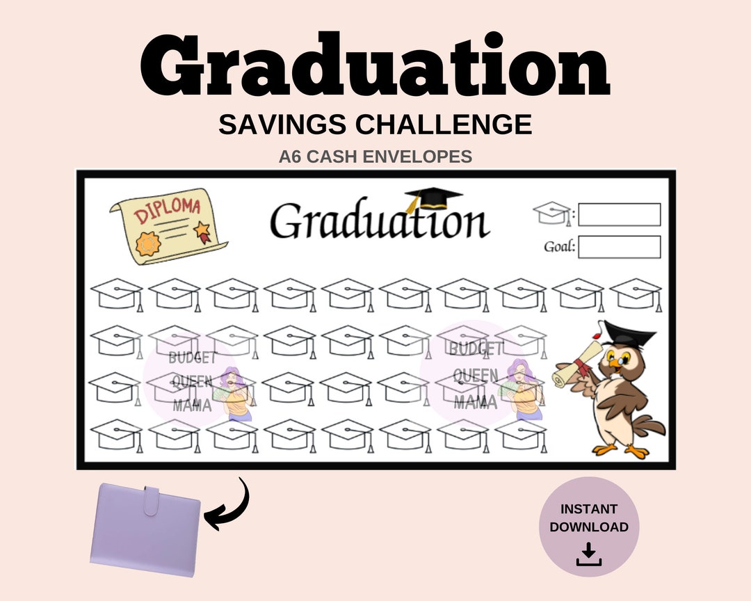 Graduation Tracker - Graduation Savings Challenge for A6 Cash Envelopes ...