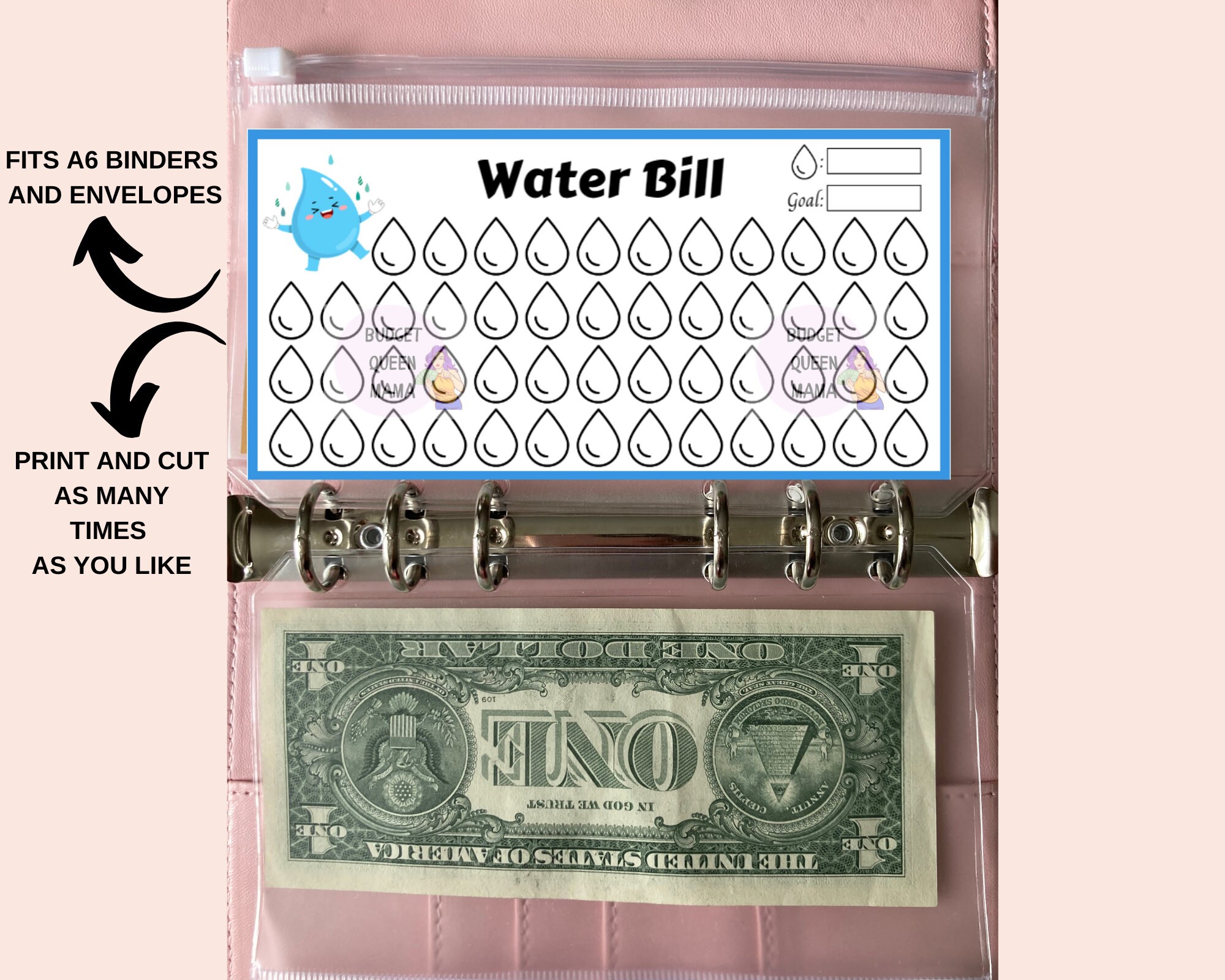 Water Bill Tracker A6 Water Bill Savings Challenge Bills - Etsy