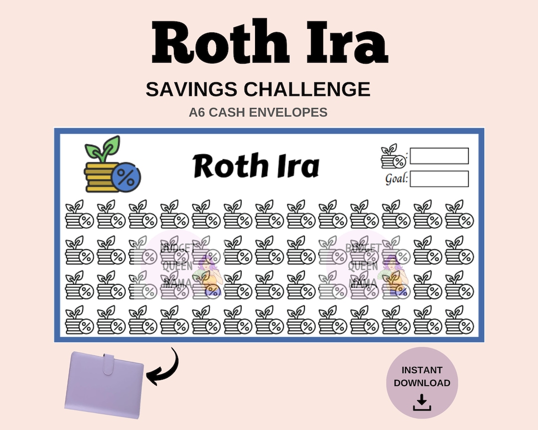 Roth Ira Savings Challenge A6 Cash Envelopes - Roth Ira Tracker A6 ...