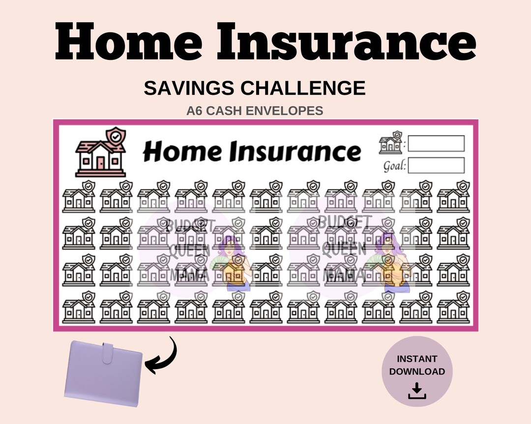 Home Insurance Savings Challenge - A6 Cash Envelopes - Home Insurance ...