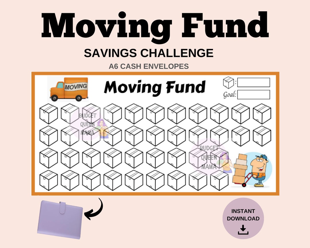 Moving Fund Savings Challenge - Moving Fund Tracker - A6 Cash Envelopes ...