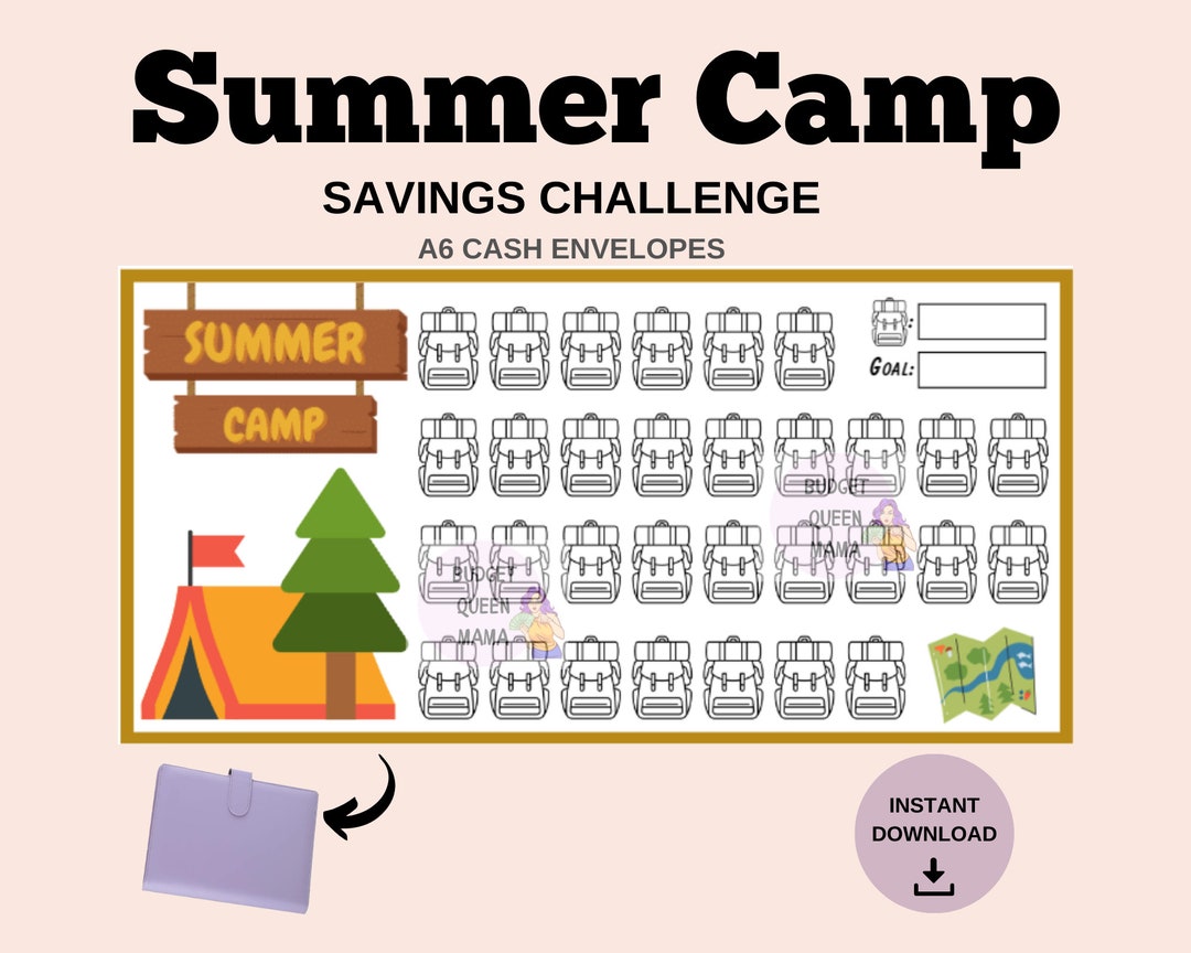 Summer Camp Savings Challenge - Summer Camp Tracker - Fits A6 Cash ...