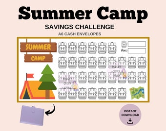 Summer Camp Budget Envelope Insert Savings Challenge - Etsy