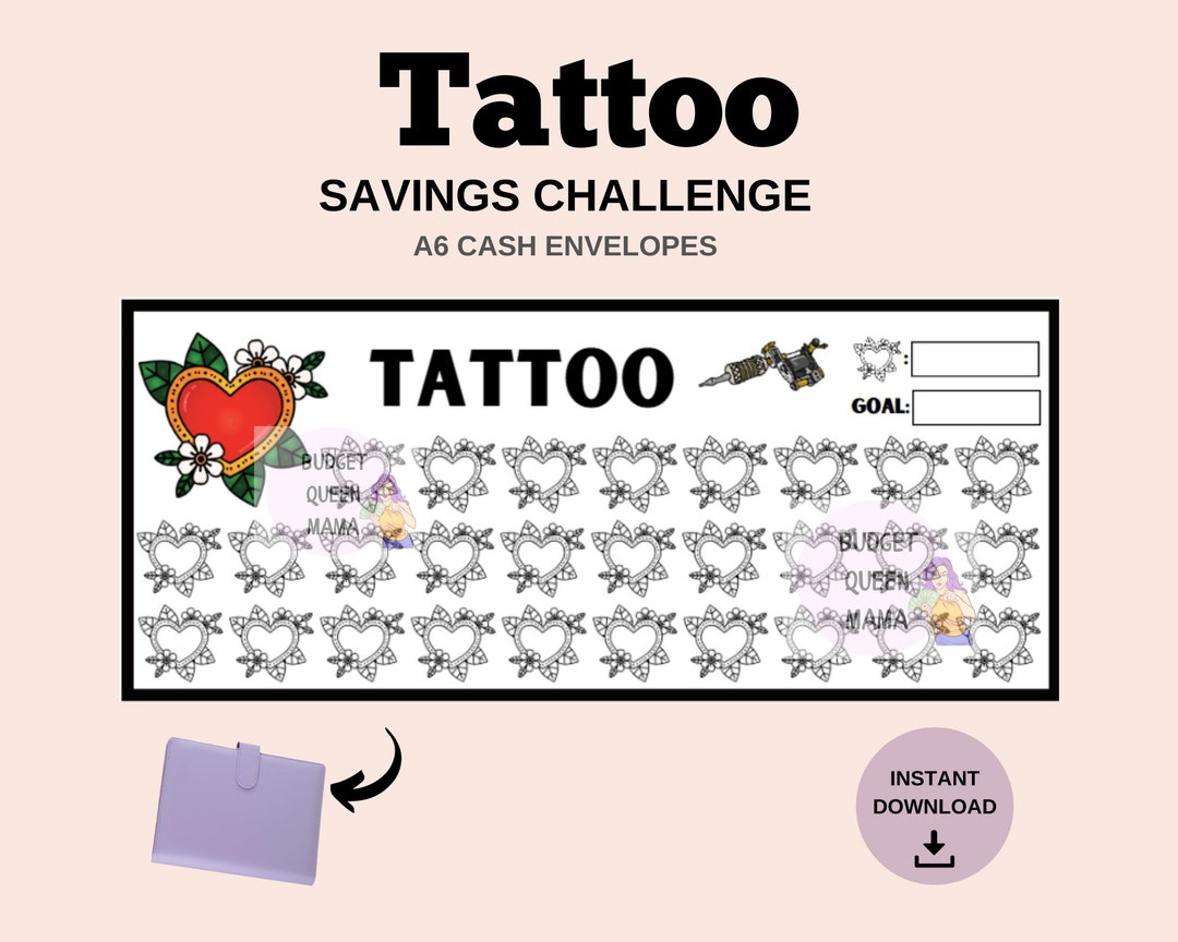 Tattoo Savings Challenge A6 Tattoo Fund Tattoo Budget A6 - Etsy