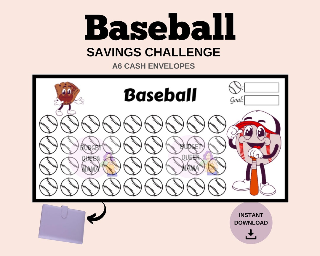 Baseball Savings Challenge - Baseball Tracker - A6 Cash Envelopes ...