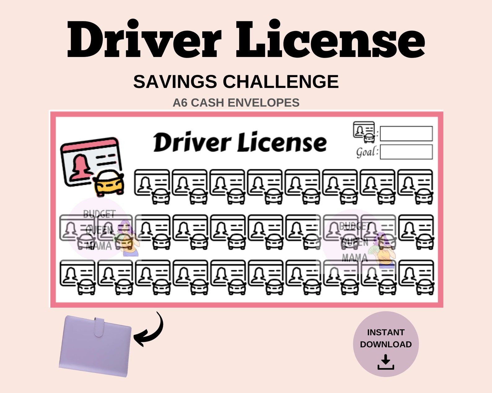 Driver License Savings Challenge - Driver License Tracker A6 - Car ...