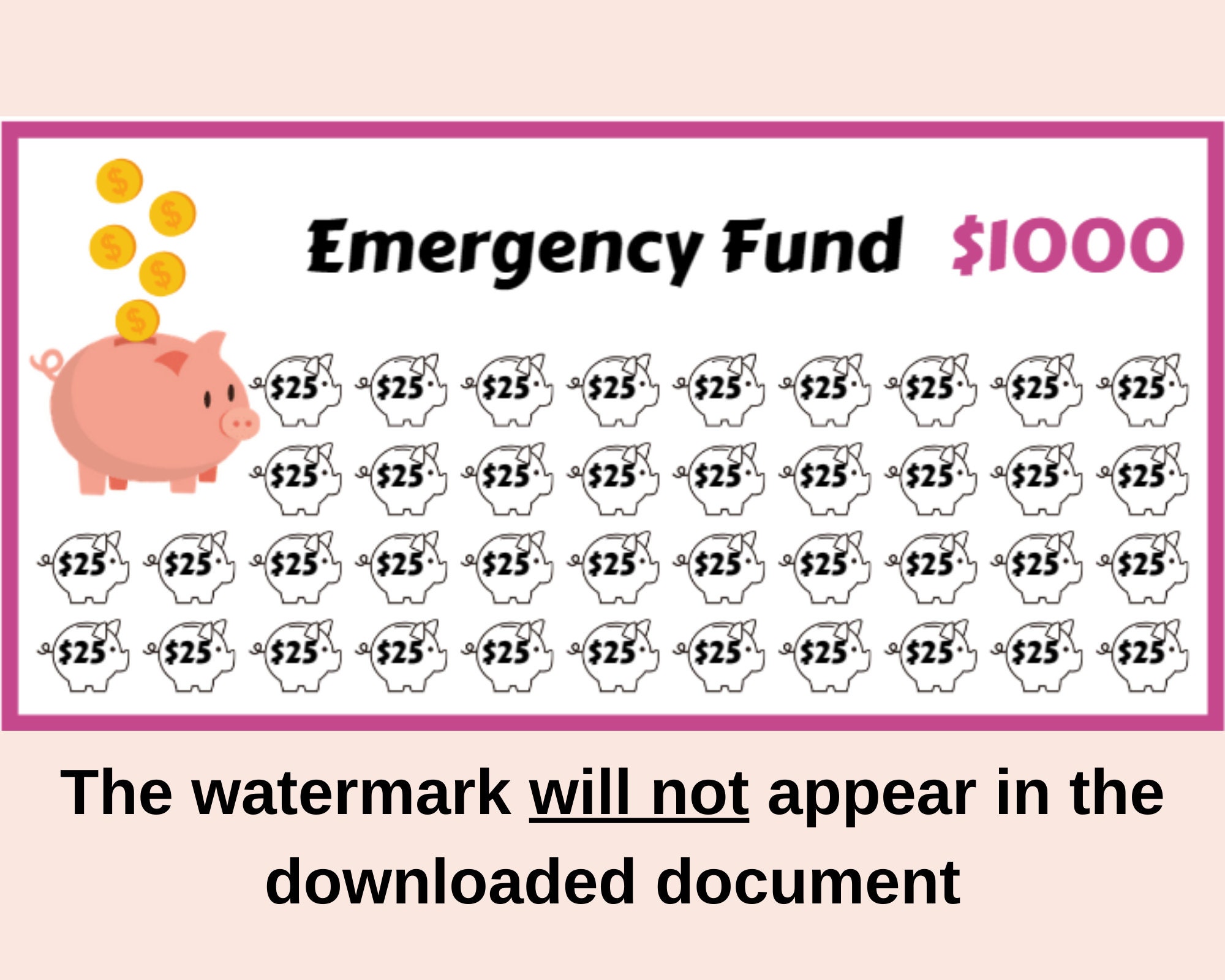 Emergency Savings Challenge - Emergency Fund Tracker - 1K Emergency ...