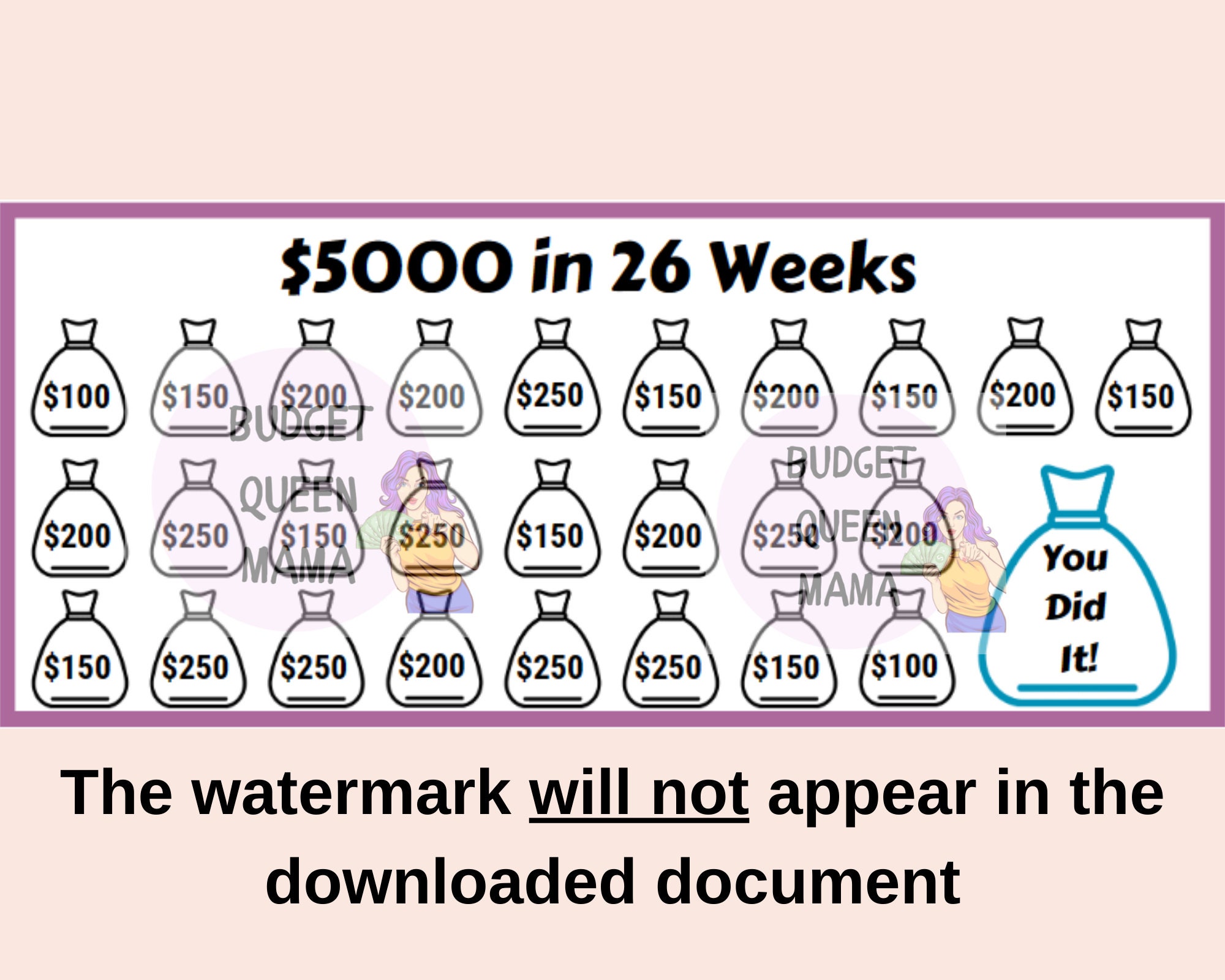 26 Weeks Savings Challenge 26 Week Tracker 5000 Savings - Etsy