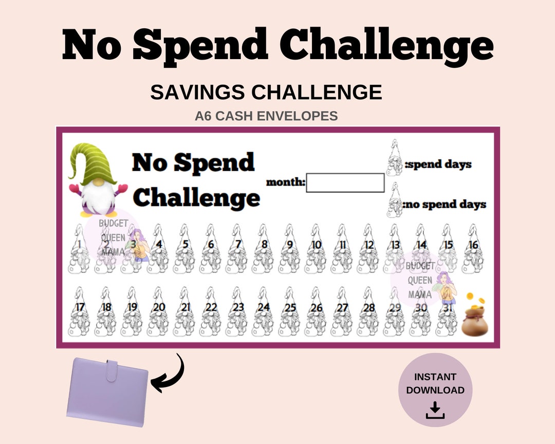 No Spend Challenge Printable - No Spend Tracker - No Spend Month - No ...