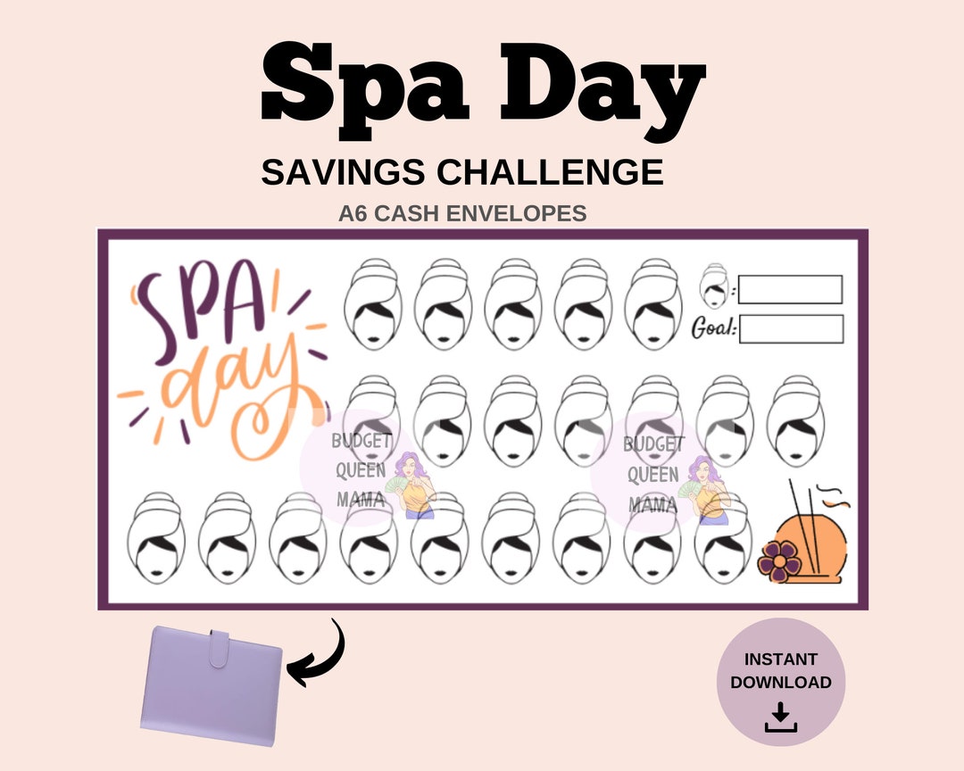 Spa Day Savings Challenge - A6 Cash Envelopes - Spa Day Tracker - Self ...