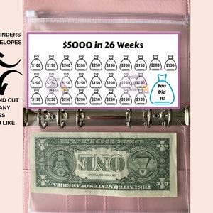 26 Weeks Savings Challenge - 26 Week Tracker - 5000 Savings - A6 Cash ...