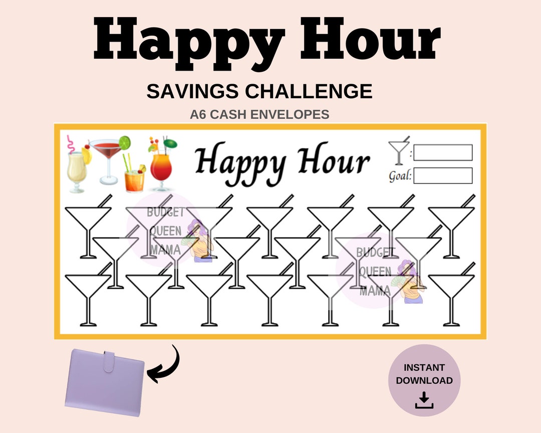 Happy Hour Savings Challenge - Party Savings Challenge - A6 Cash ...