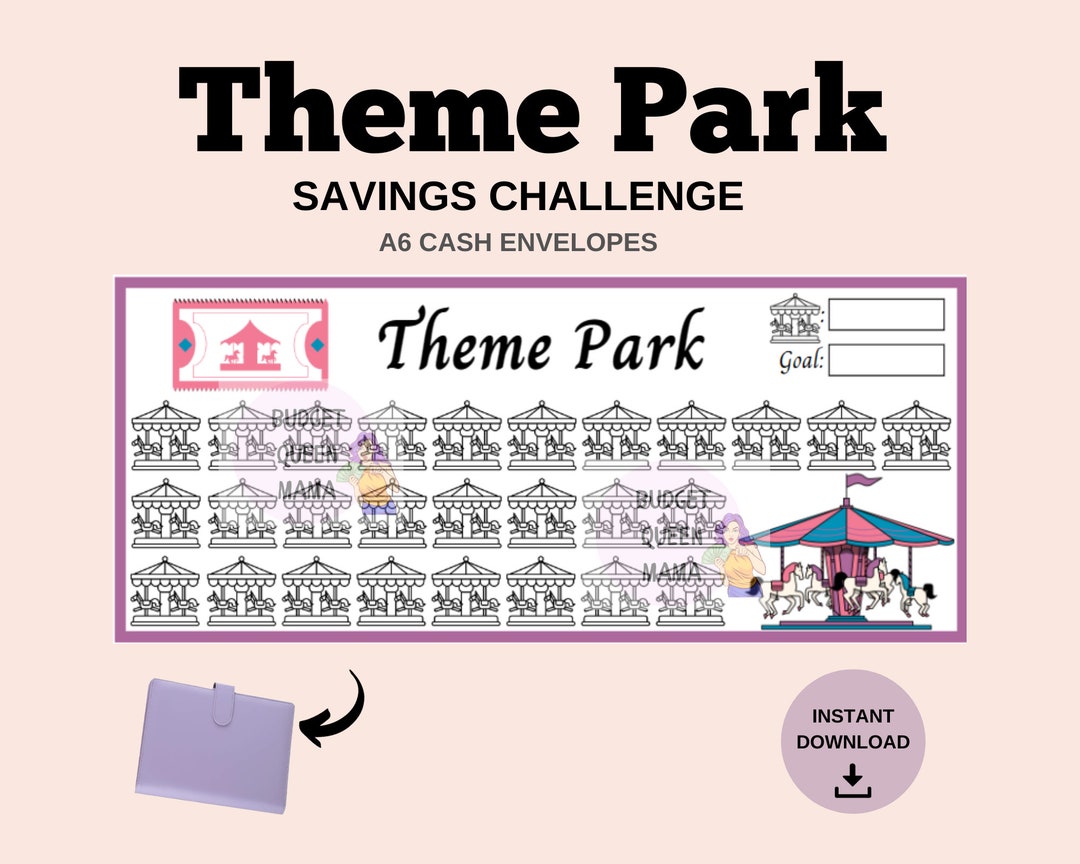 Theme Park Savings Challenge Theme Park Tracker A6 Cash - Etsy