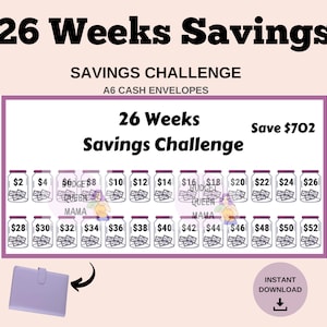 26 Weeks Savings Challenge Printable - Small Budget Savings - Mini ...