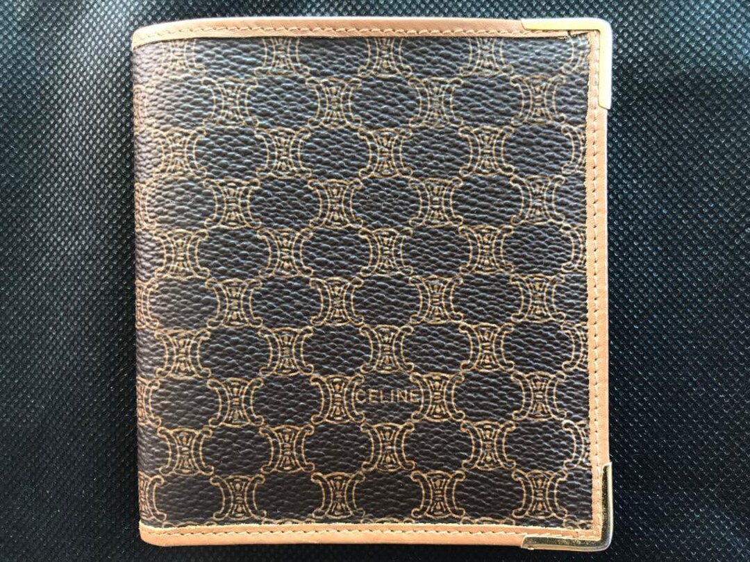 CÉLINE Classic Monogram Brown Bi-fold Leather Wallet Signed - Etsy