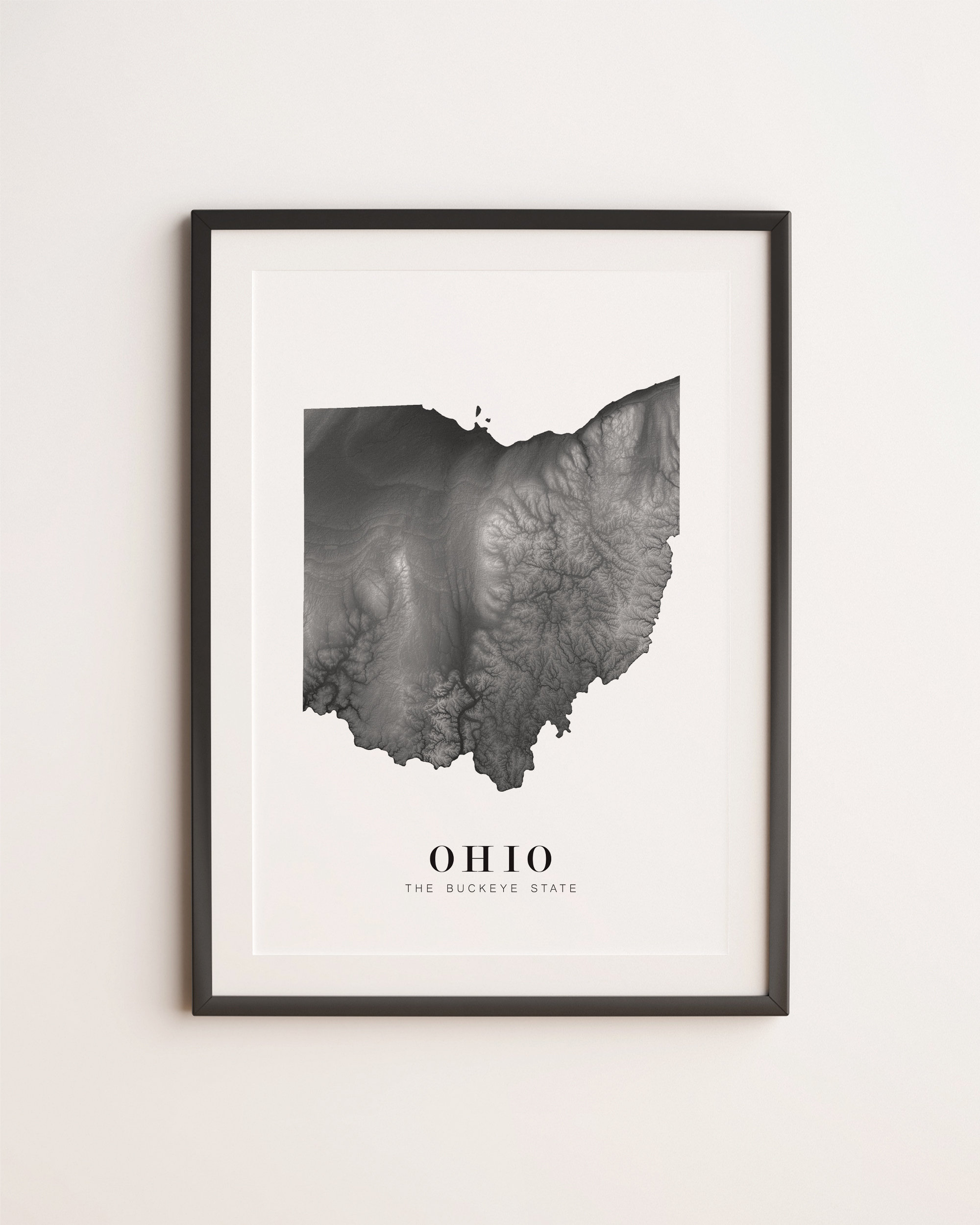 Ohio V2 Topographic Map Print, Various Sizes and Colors, Minimalist US ...