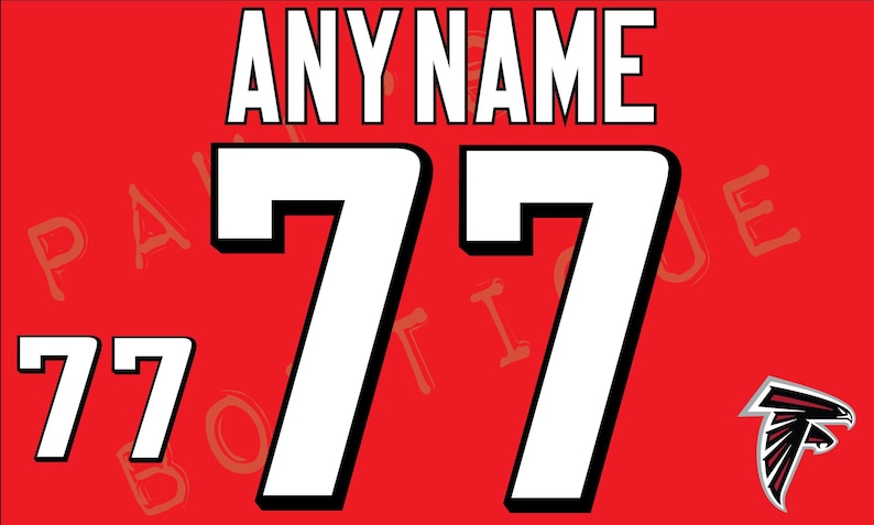 Atlanta Falcons Lettering Kit for an Authentic 2000's Home Red Jersey ...