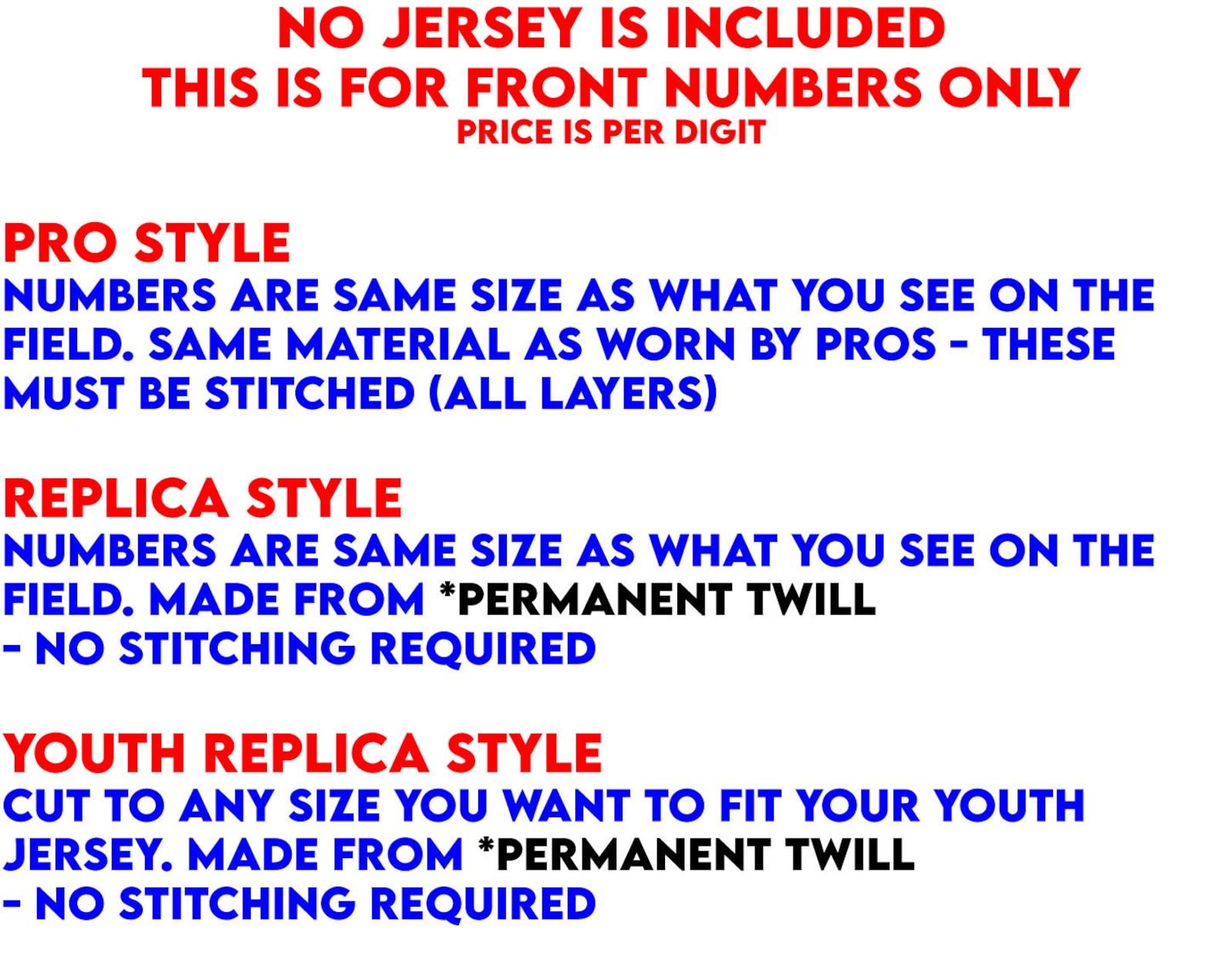 Los Angeles Dodgers FRONT NUMBER ONLY for an Authentic, Replica or ...