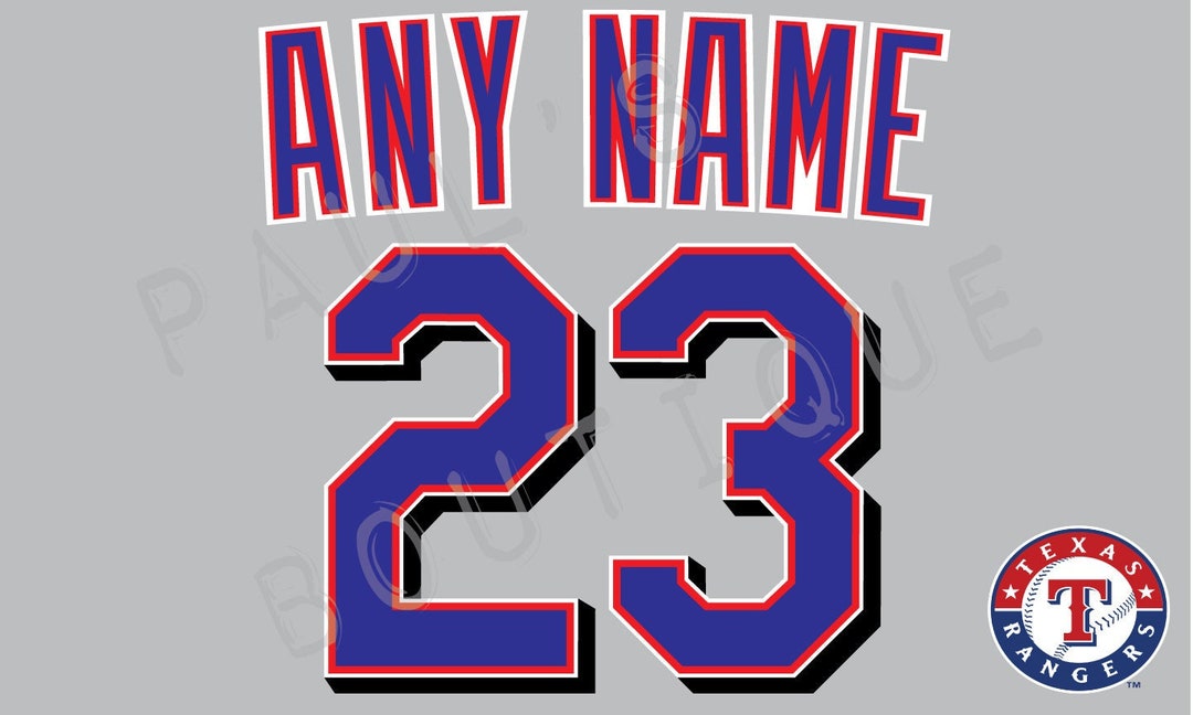 Texas Rangers Lettering Kit for an Authentic 2001-2008 Road Jersey ...