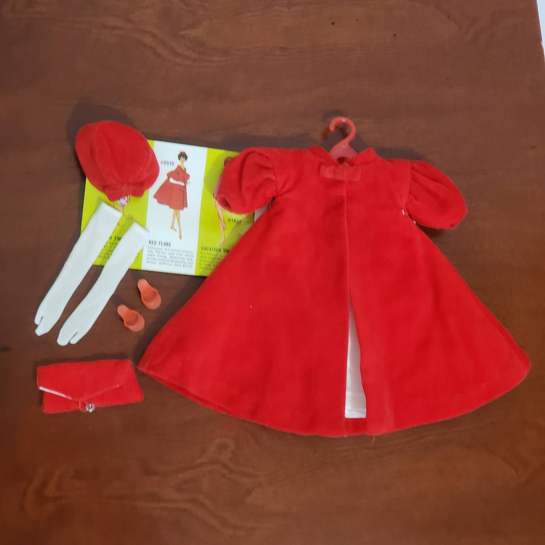 Vintage 1963 Red Flare Barbie Doll Red Coat Outfit Set Mattel - Etsy