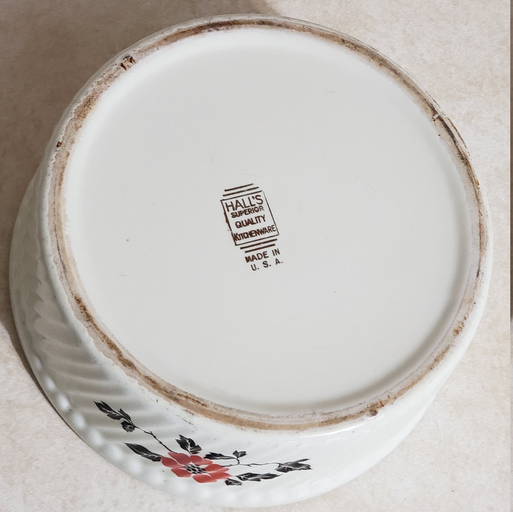 Vintage Hall Red Poppy China Pattern French Fluted Baker - Etsy