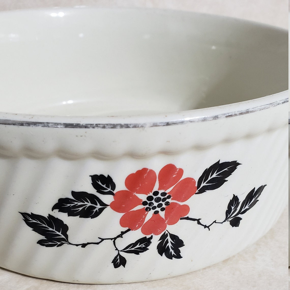 Vintage Hall Red Poppy China Pattern French Fluted Baker - Etsy