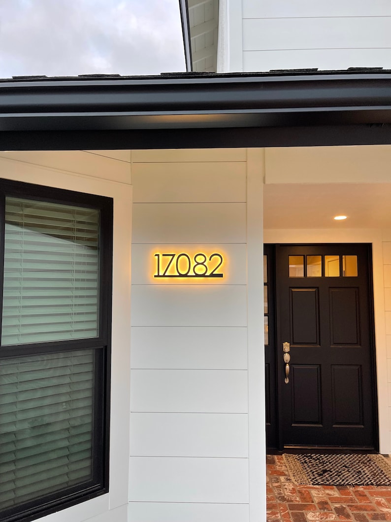 Lighted House Numbers Modern Mid Century LED Backlit Address - Etsy