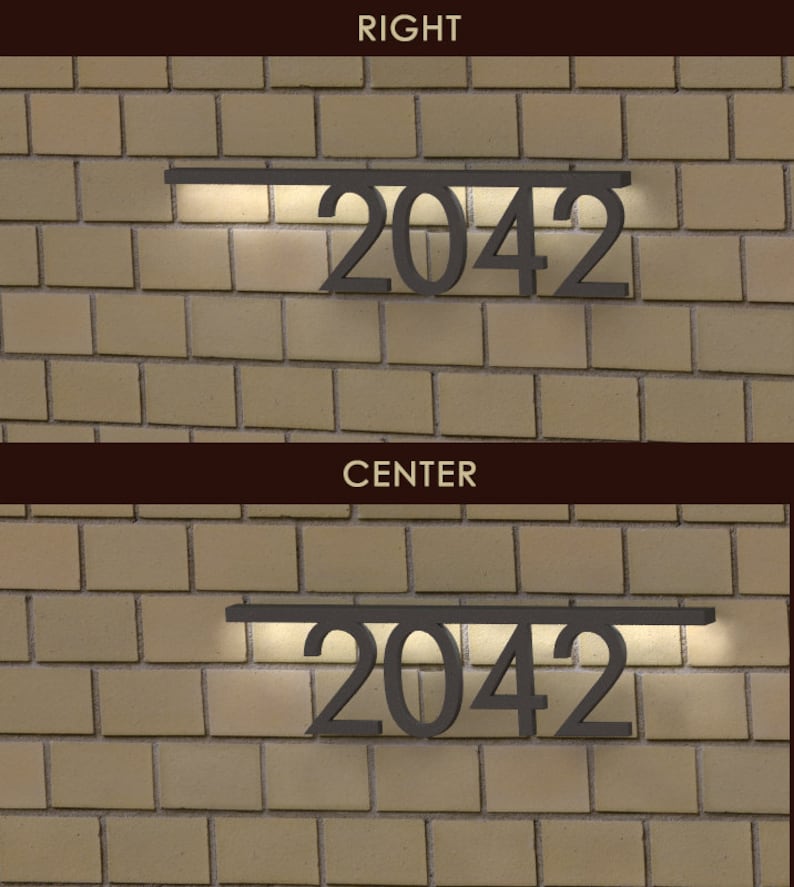 Lit House Numbers Sign With Led Bar on the Top for Backlit Modern ...