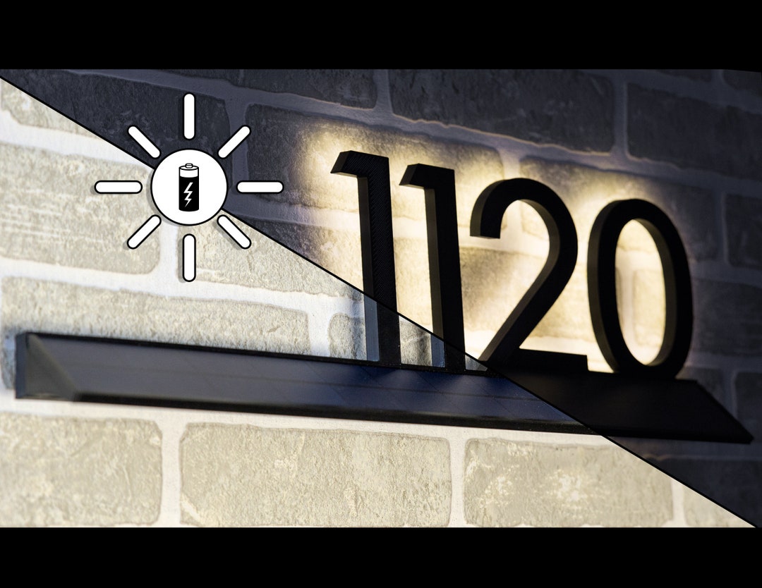 Wireless Solar Backlit House Numbers Cordless Light up Address Sign ...