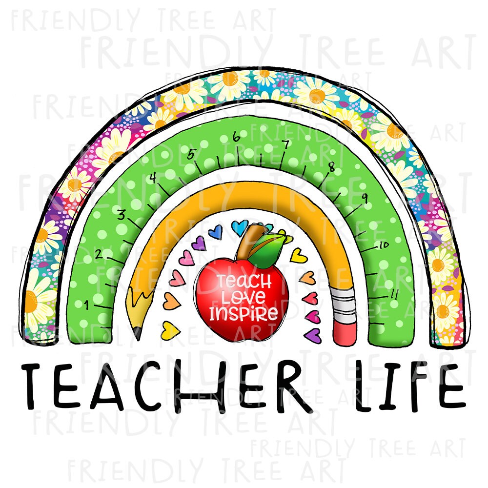 Teacher Life Rainbow Png PNG Files for Sublimation School - Etsy