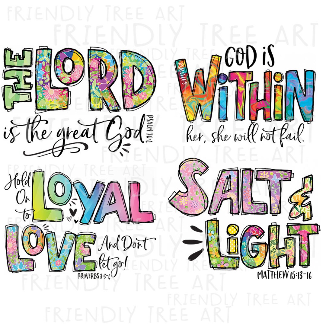 Scripture Bundle of 4, PNG Files for Sublimation Printing, Christian ...