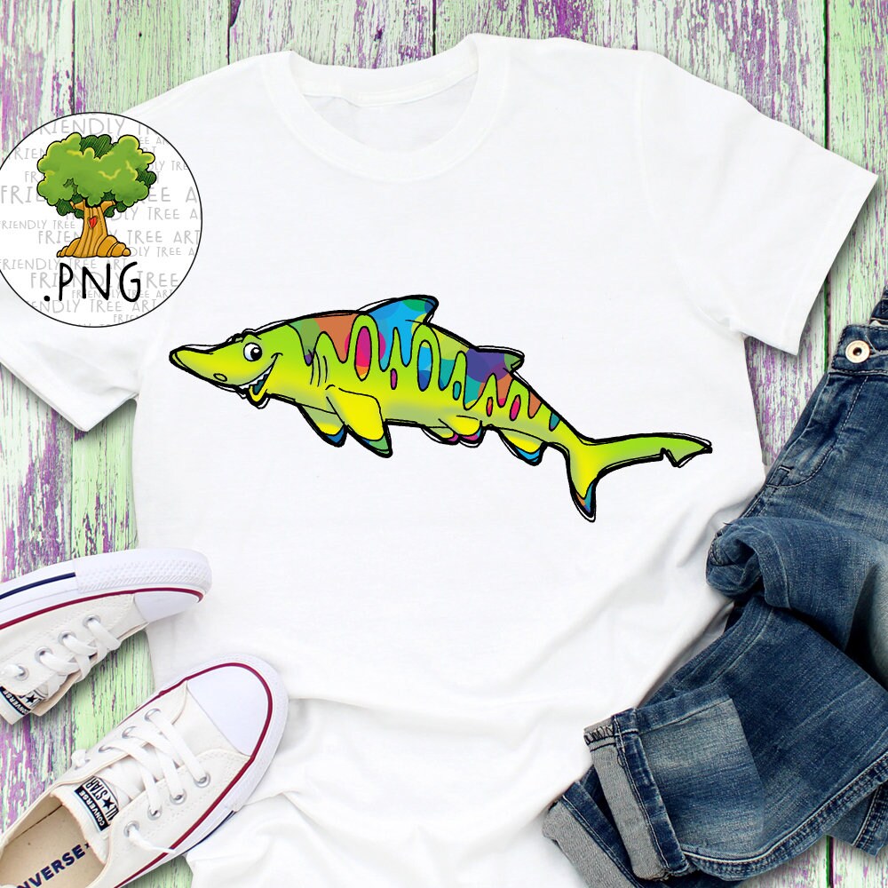 Colorful Striped Shark Png PNG Files For Sublimation Shark | Etsy