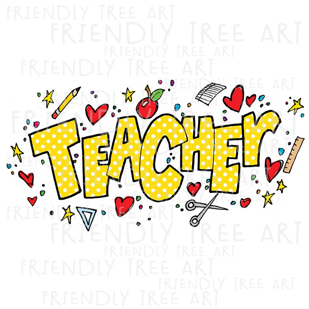 Teacher Doodle Png, PNG Files for Sublimation Printing, School Teacher ...