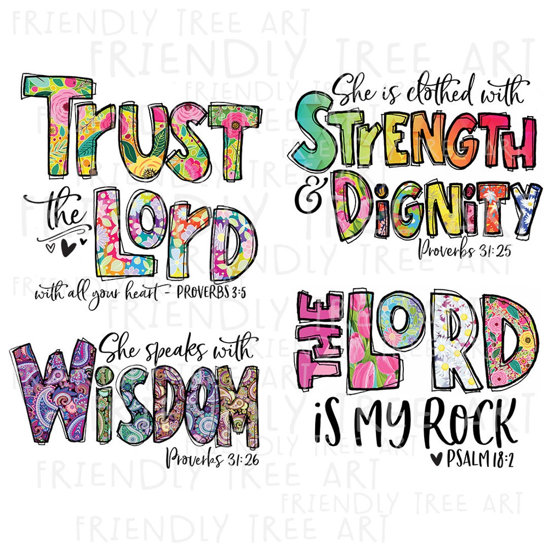 Scripture Bundle of 4, PNG Files for Sublimation Printing, Christian ...