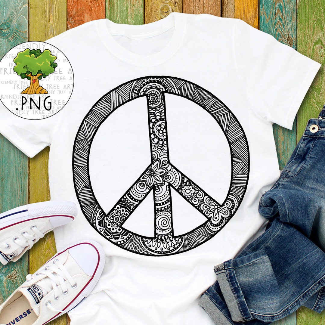 Doodle Peace Sign Png, Peace Symbol Png, PNG Files for Sublimation ...