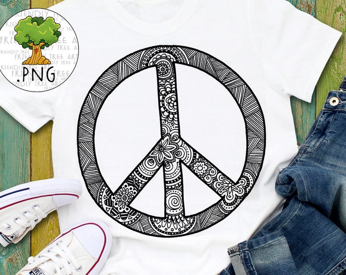 Doodle Peace Sign Png Peace Symbol Png PNG Files for - Etsy