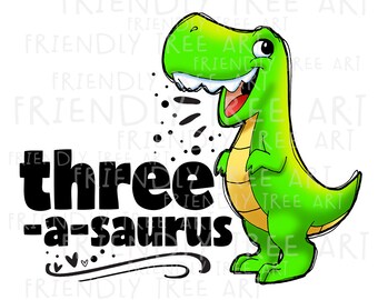 Three-a-saurus Png PNG Files for Sublimation Dinosaur | Etsy