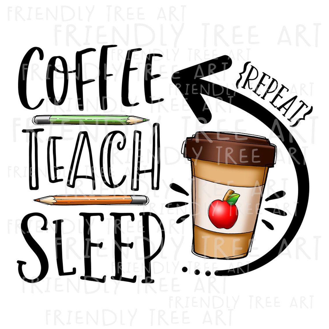 Coffee Teach Sleep Repeat PNG Files for Sublimation Coffee - Etsy
