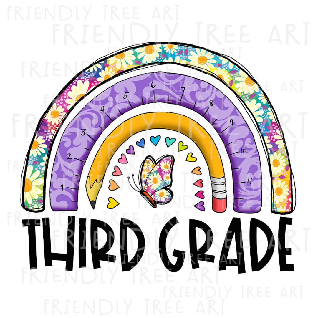 Rainbow Third Grade Png, PNG Files for Sublimation, Third Grade Png ...