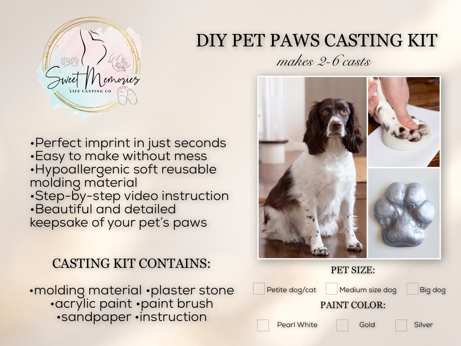 DIY Pet Paw Casting Kit Dog Paw Print Memorial Paw Casting - Etsy