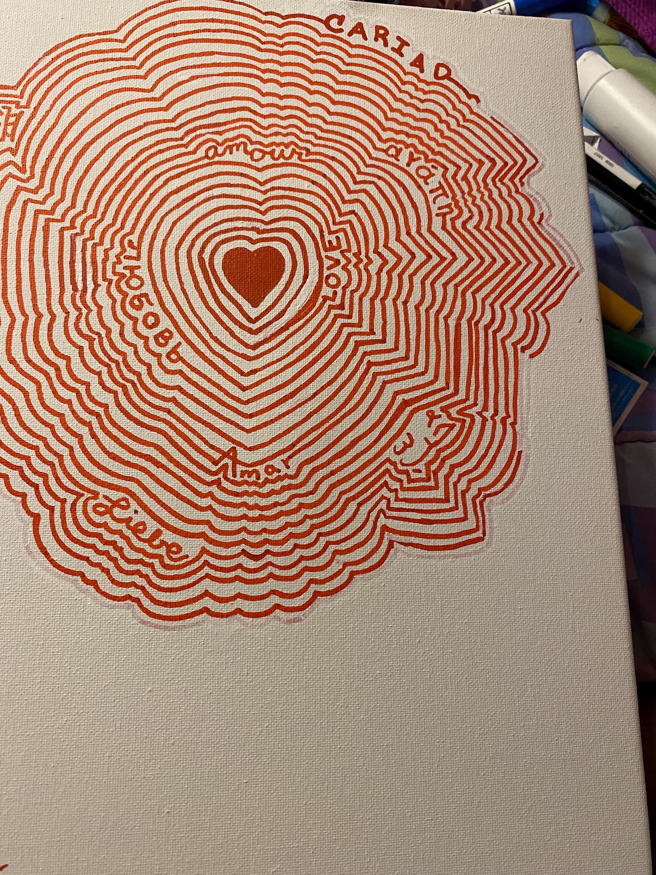 Red Acrylic Love Languages Painting, Custom Line Art - Etsy